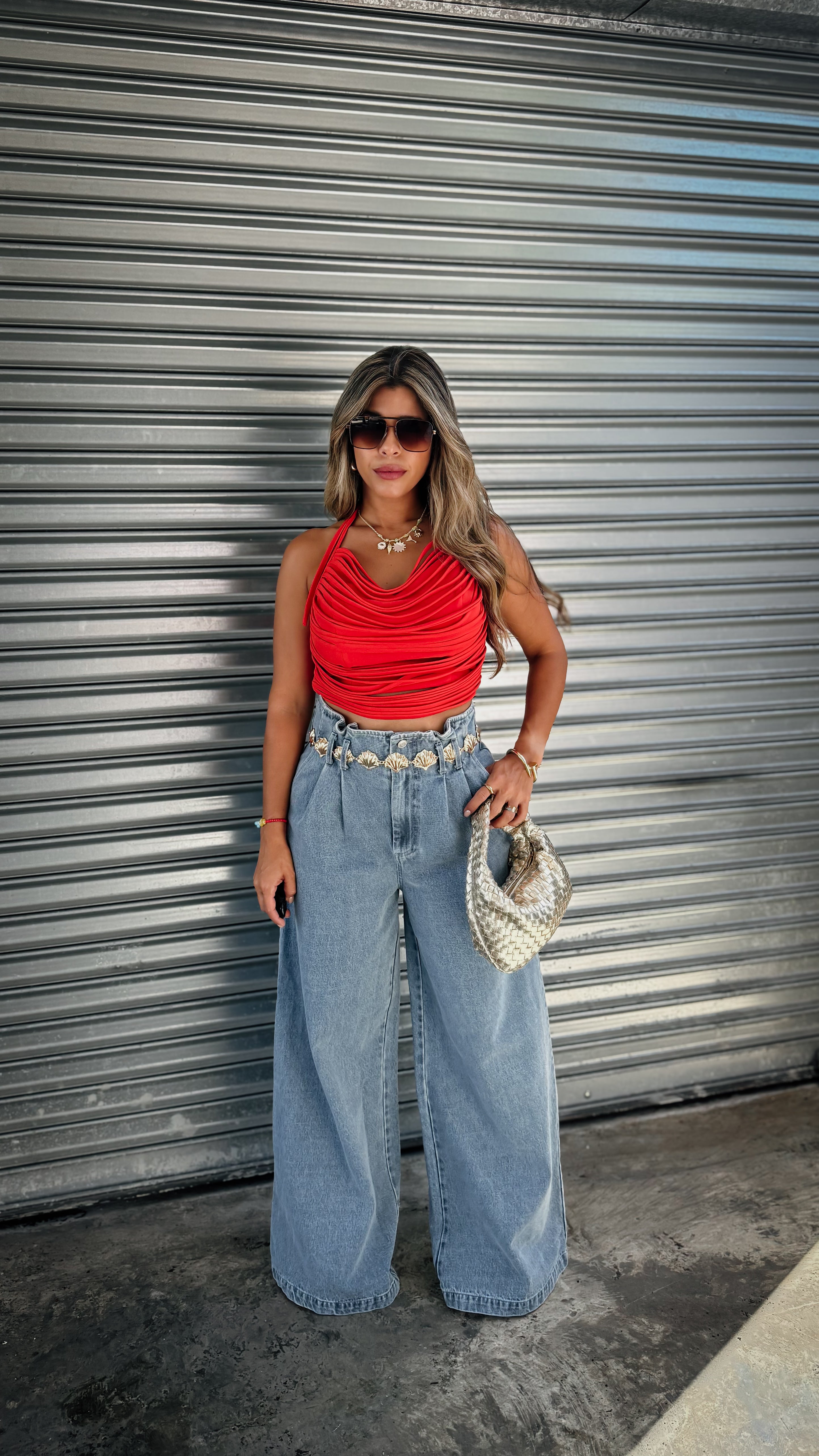 “RENÉ” PAPER BAG WAIST WIDE LEG DENIM – BUSY THE SHOP